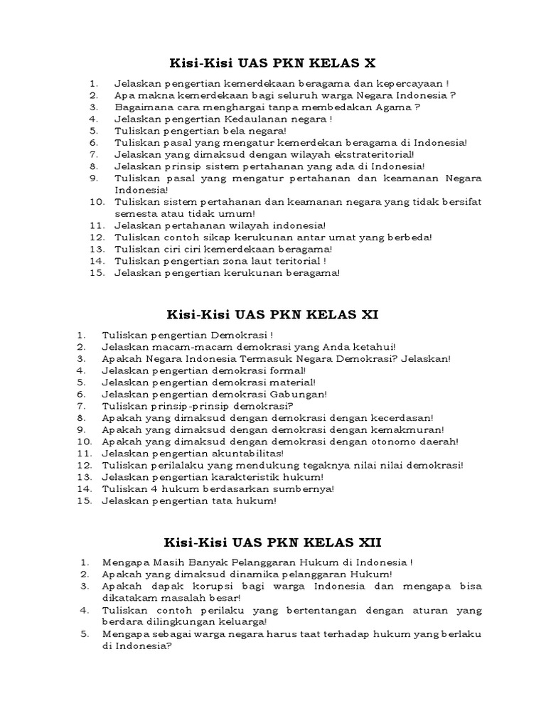 Kisi Kisi PKN | PDF