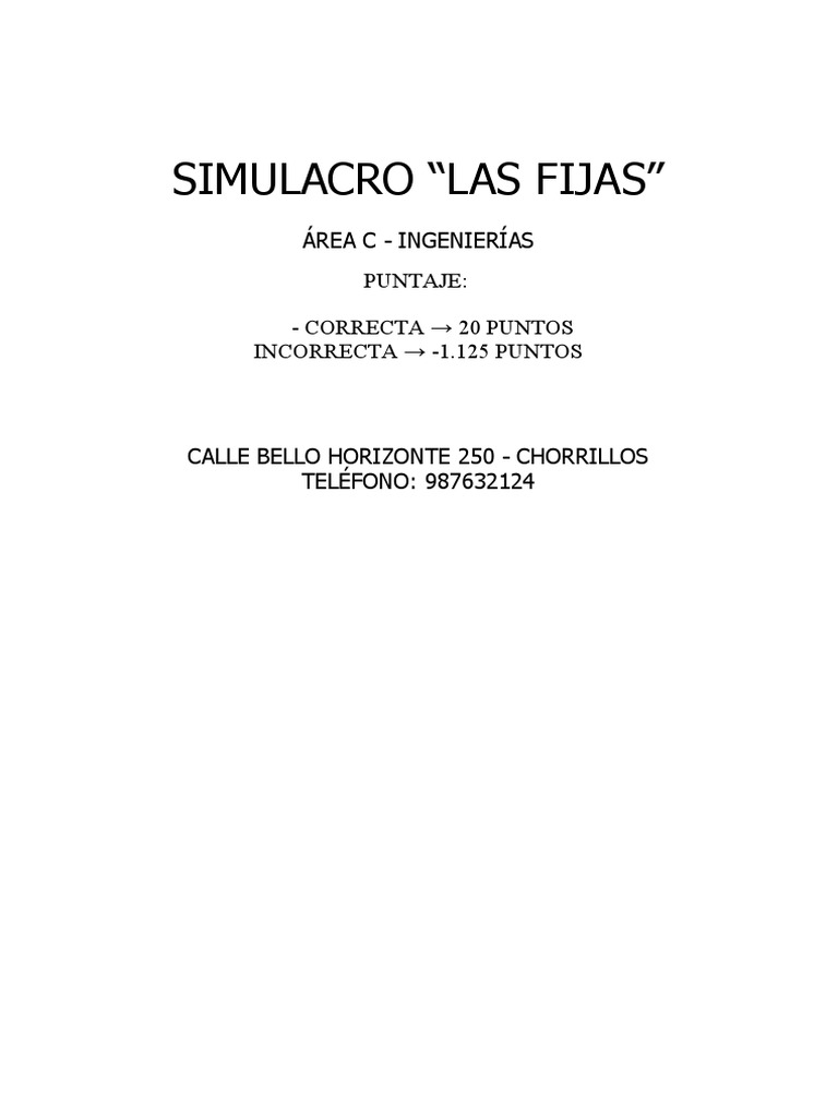 Simulacro Las Fijas | PDF | Sicología | Conocimiento