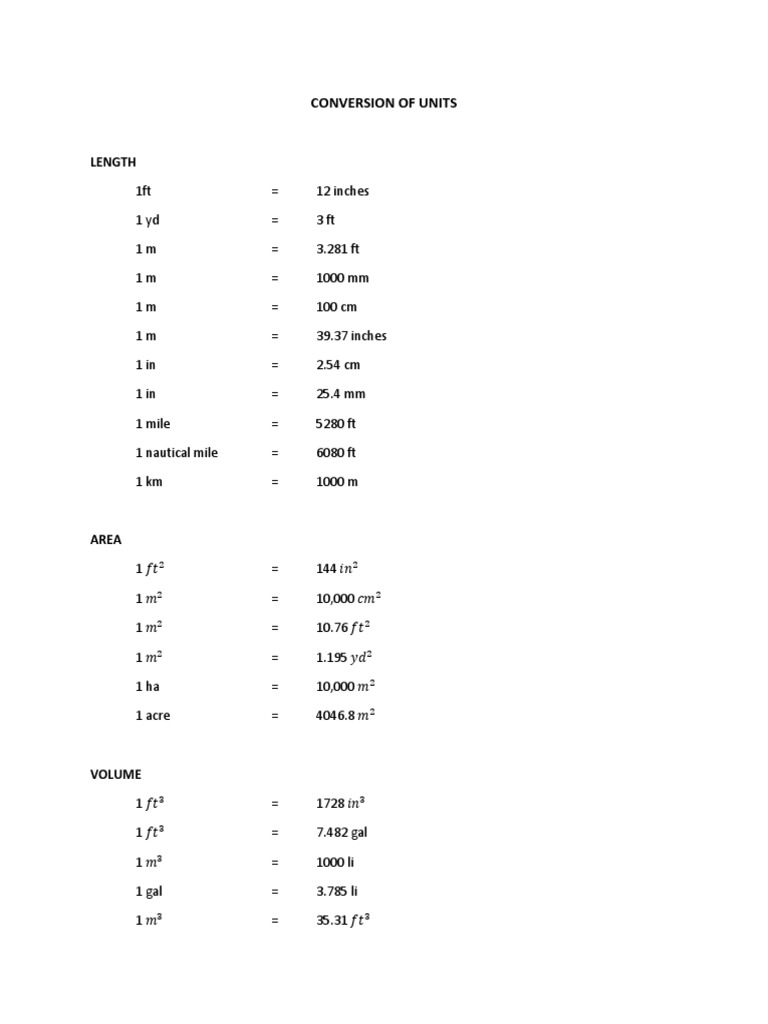 Conversion of Units | PDF | Pascal (Unit) | Calorie