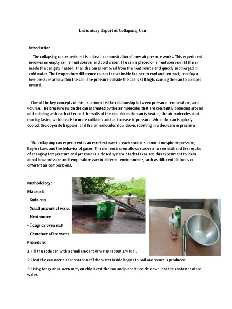 Laboratory Report of Collapsing Can | PDF | Atmosphere Of Earth | Vacuum
