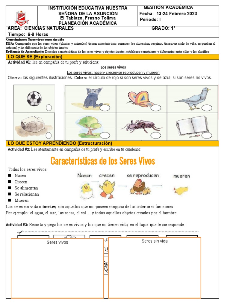 1° Seres Vivos y Seres No Vivos | PDF | Filosofía | Ciencia y matemáticas