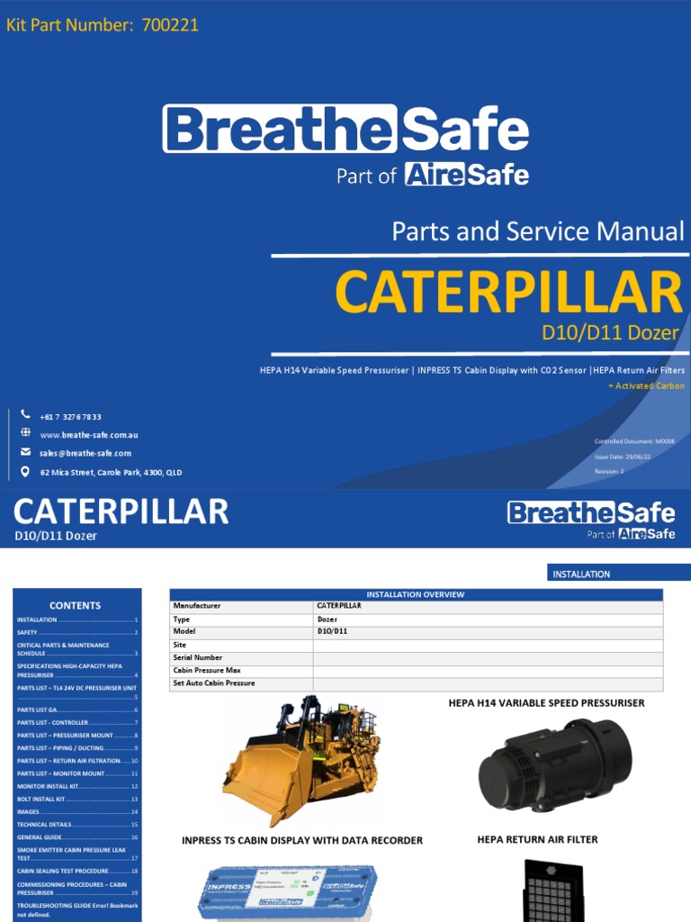 D10/D11 Dozer Pressuriser Manual | PDF | Personal Protective Equipment ...