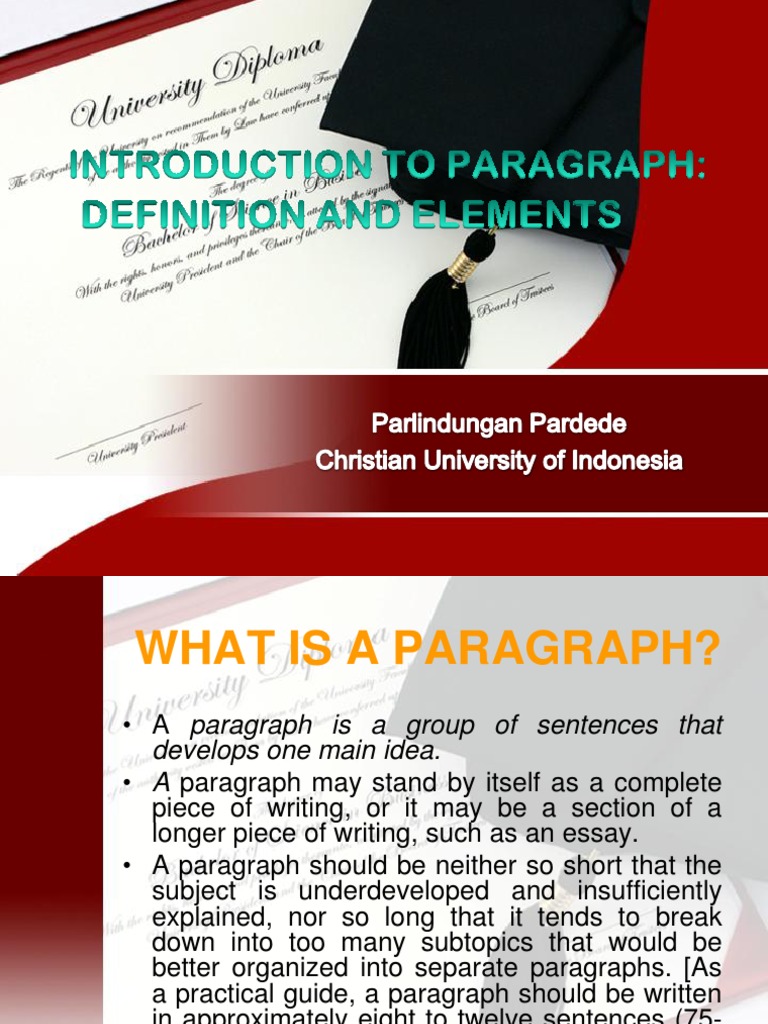 Introduction To Paragraph - Definition and Elements | PDF | Paragraph ...