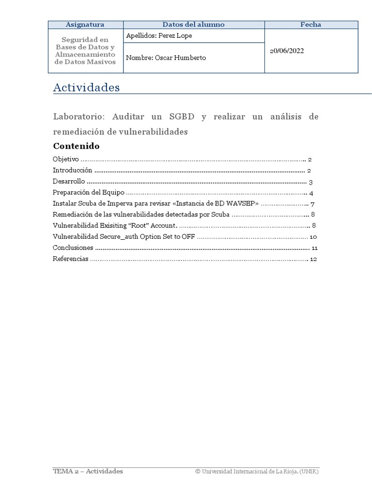 Análisis de Vulnerabilidades en SGBD | PDF | Mi sql | Bases de datos