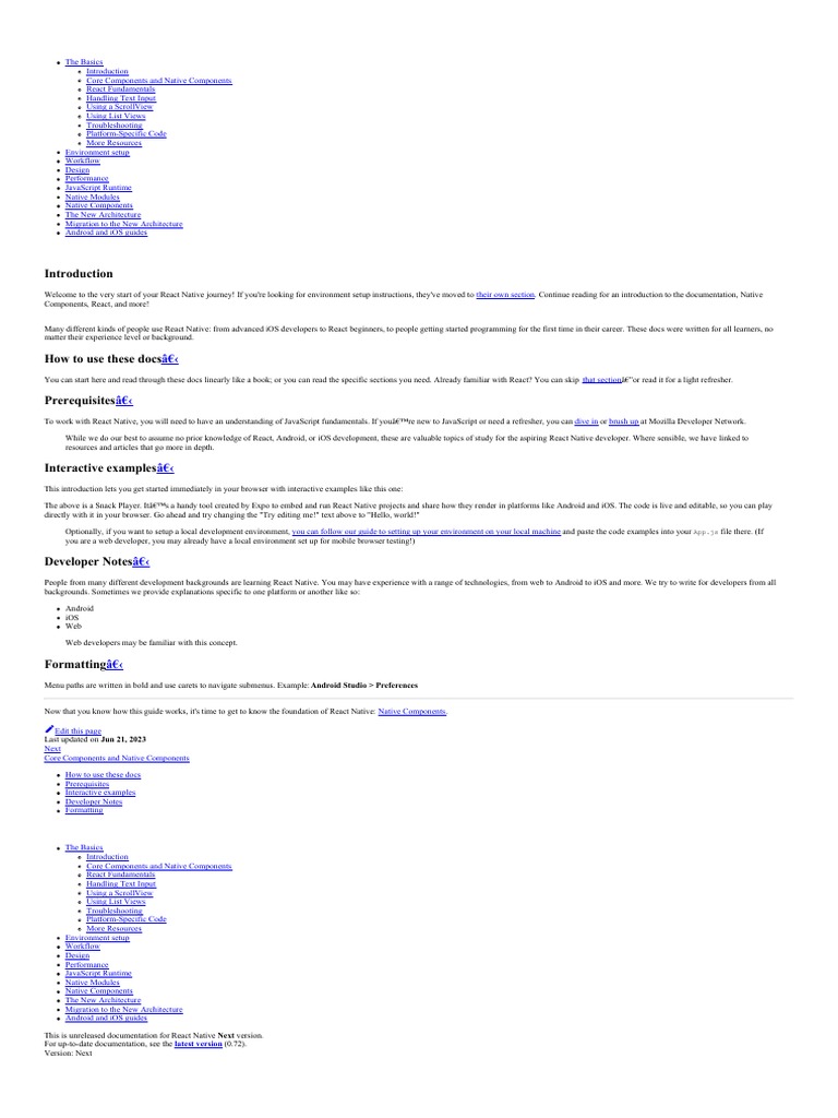 React Native Getting Started 0.72 | PDF | Android (Operating System) | Ios