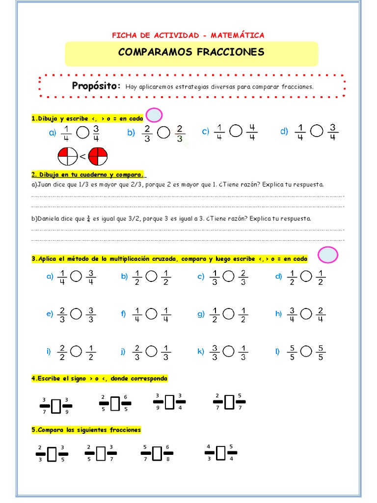 Comparación de Fracciones en Matemáticas | PDF | Matemáticas
