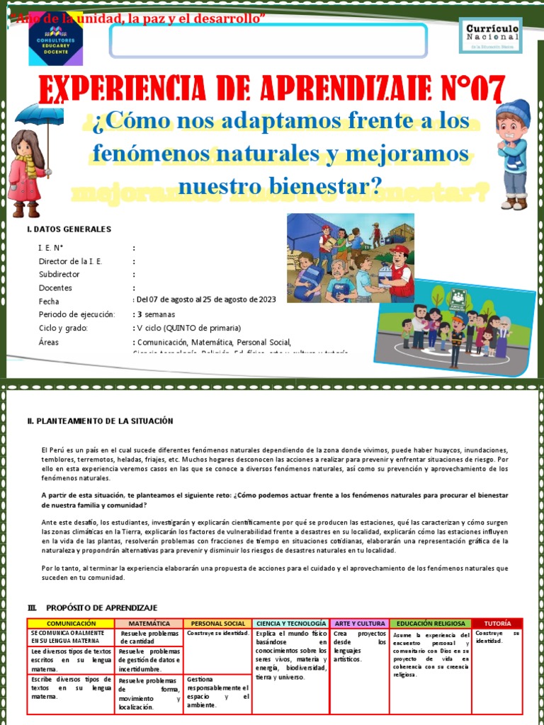 5° Experiencia de Aprendizaje N°7 | Descargar gratis PDF | Números | Aprendizaje