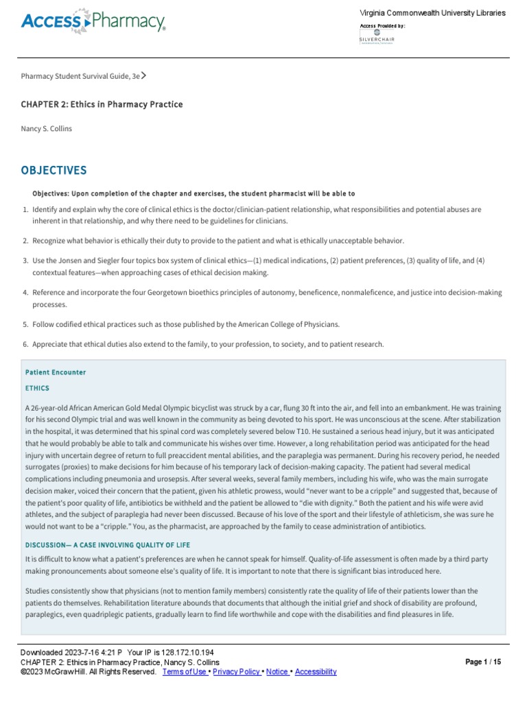 CHAPTER 2 - Ethics in Pharmacy Practice | Download Free PDF | Medical Ethics | Bioethics