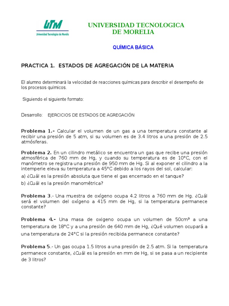 Práctica de Estados de Agregación | PDF | Gases | Mole (Unidad)