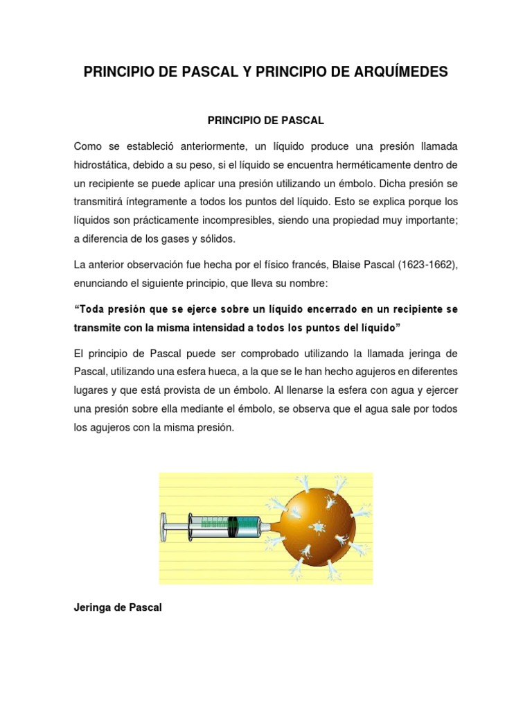 Tema. Principio de Pascal y Principio de Arquímedes | Descargar gratis PDF | Cantidad | Ciencias ...