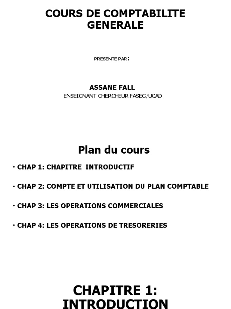 Chapitre 1 Compta de Lentreprise FAD | PDF