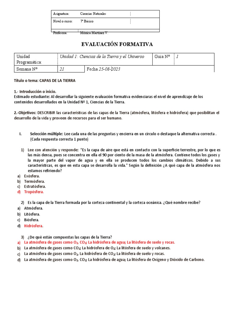 Repaso Prueba Capas de La Tierra | Descargar gratis PDF | Tierra ...