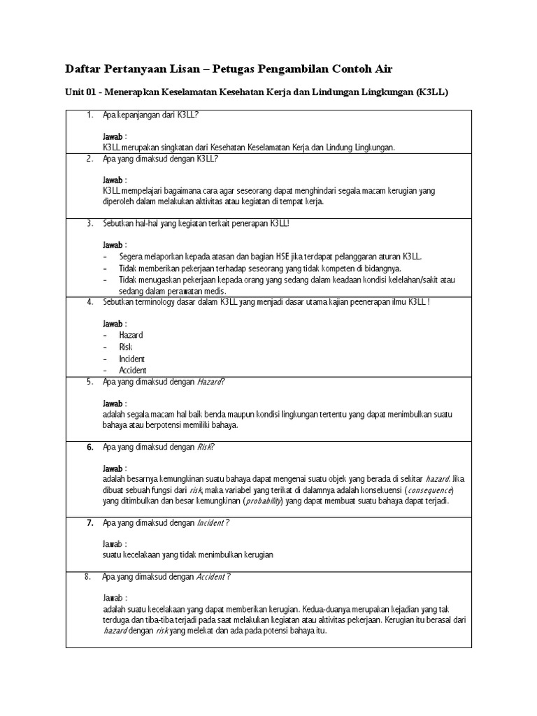 Sebagai Contoh - List Pertanyaan-PPC AIR - 1 | PDF | Teknologi & Rekayasa
