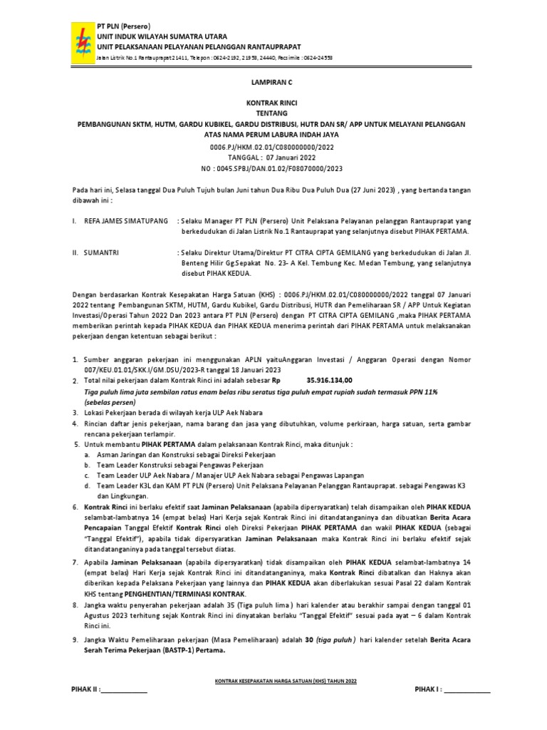 KR 045.SPBJ Penjemputan Pelanggan PT Gunung Selamat Lestari | PDF