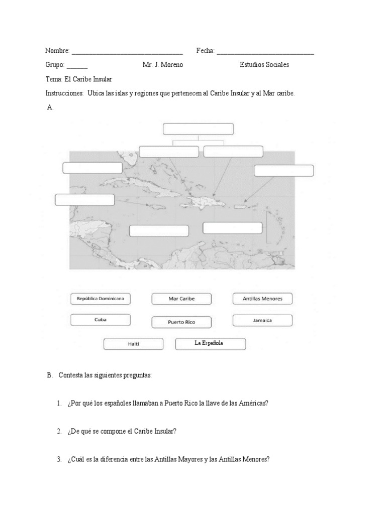 Hoja de Trabajo El Caribe Insular | PDF