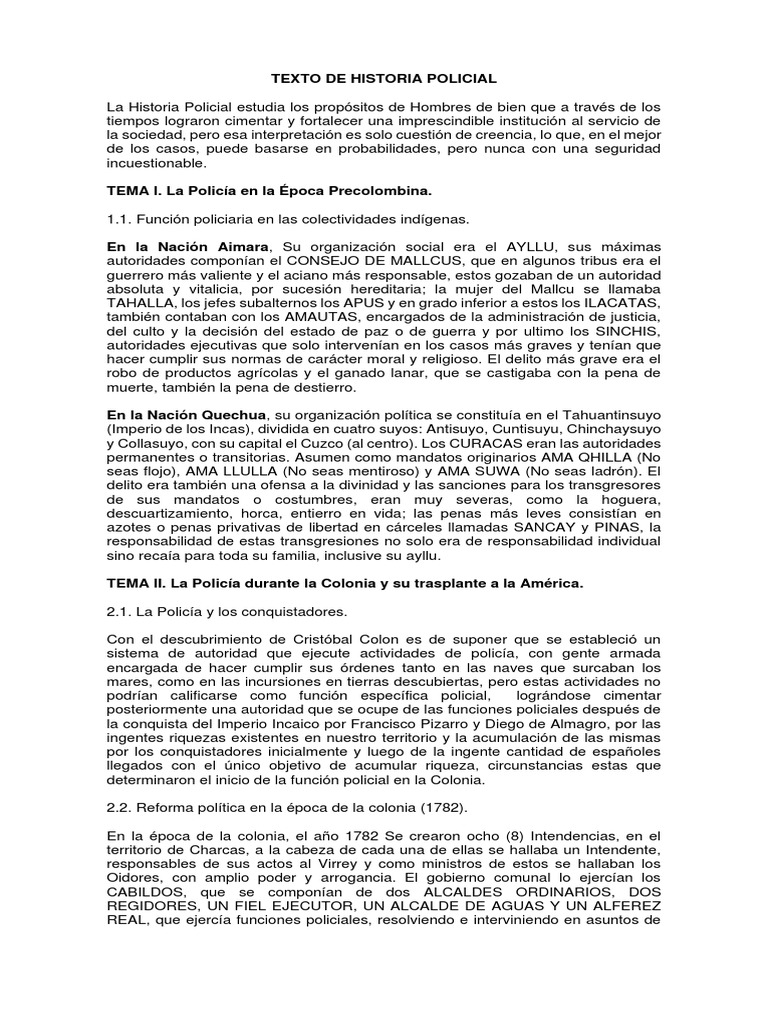 Historia de la Policía en Bolivia | PDF | Policía | Oficial general