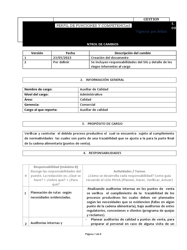 Auxiliar De Calidad Pdf