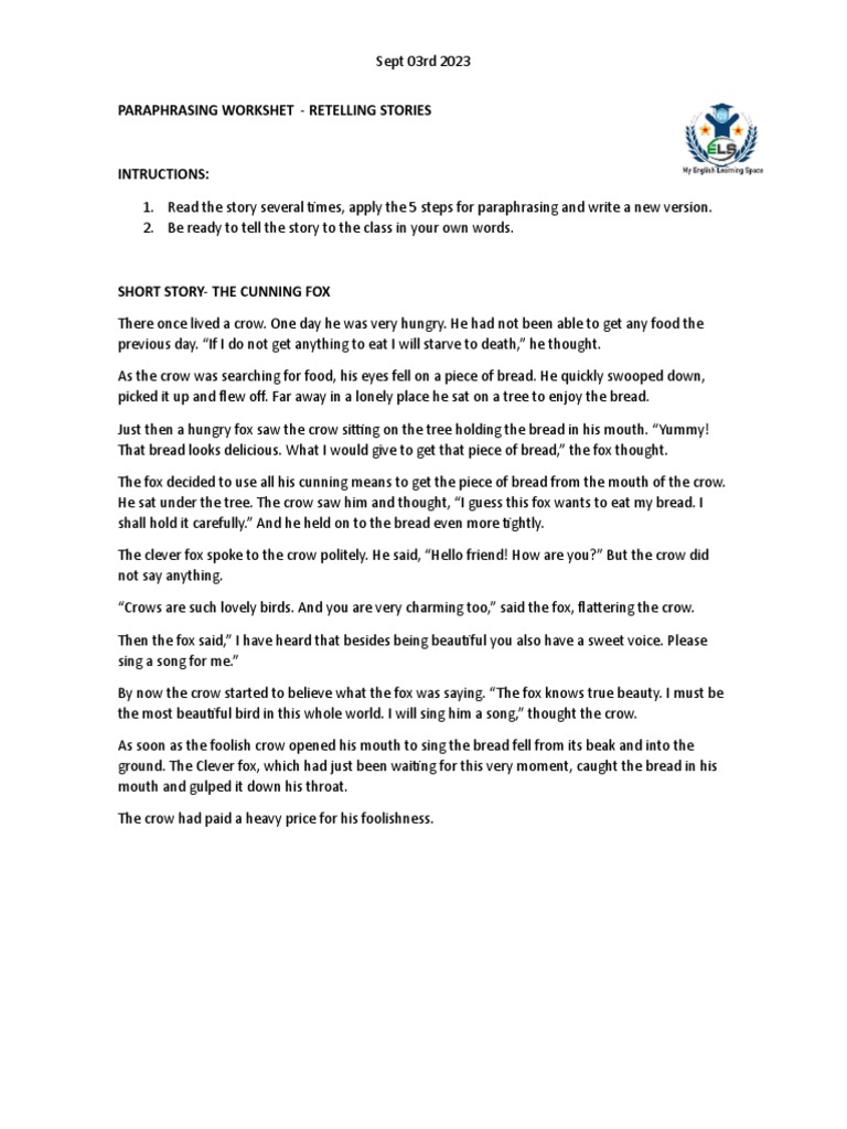 paraphrasing-workshet-pdf