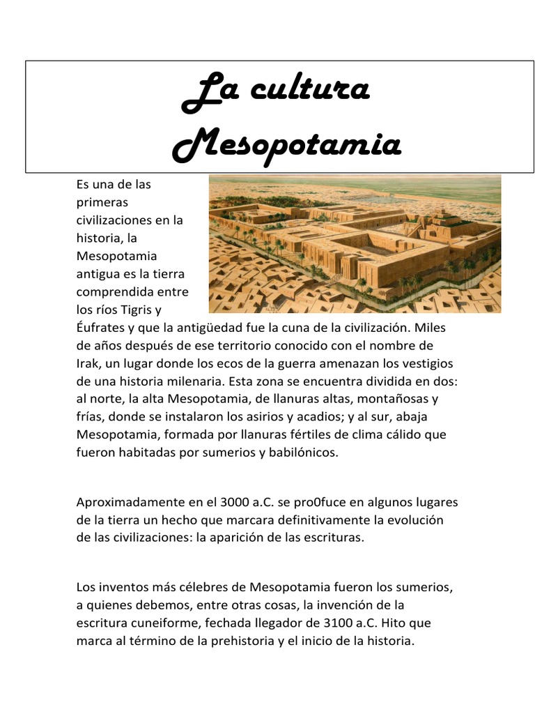 Cultura y civilización de Mesopotamia | PDF | Historia