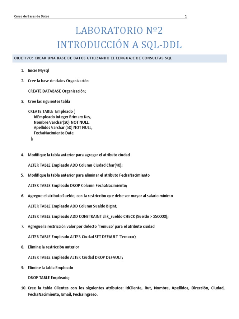 LABORATORIO Nº2 Intro-Sql | PDF | Informática