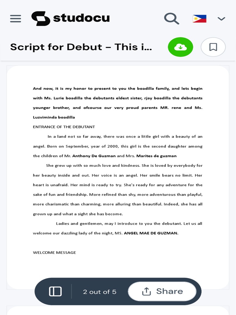 Script For Debut - This Is For The Aspiring Event | PDF