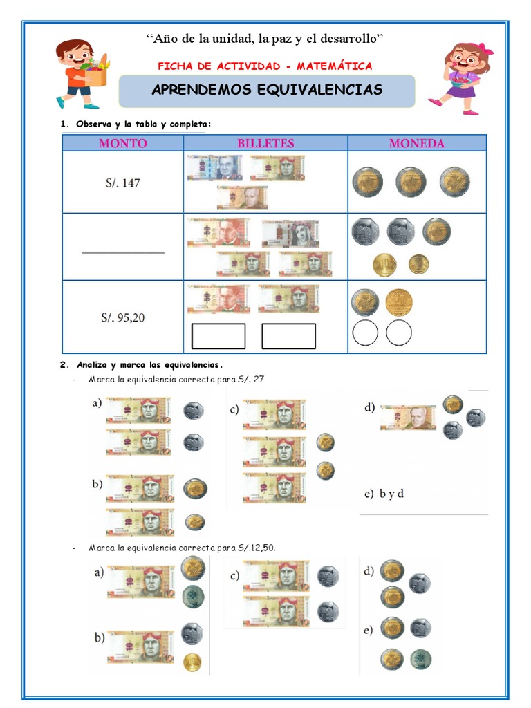 Ficha Mierc Mat Aprendemos Equivalencias | PDF