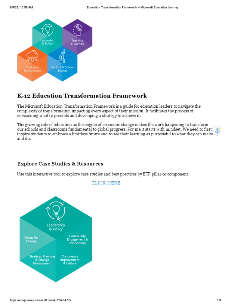 Microsoft K-12 Education Transformation Framework | PDF | Learning ...