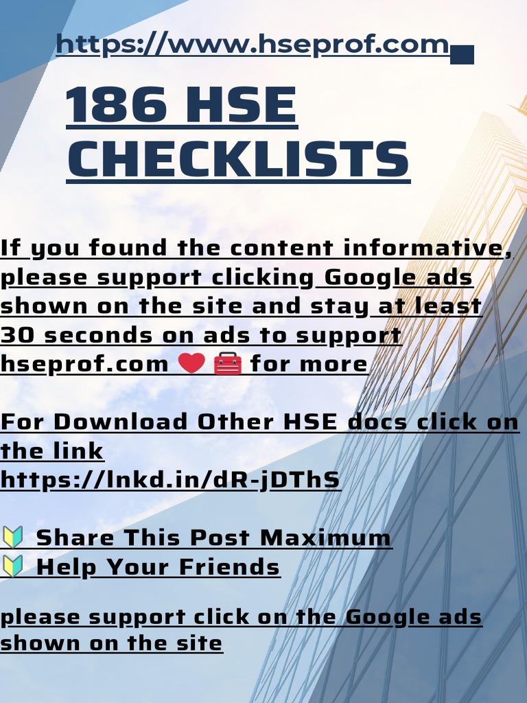 HSE Docs 186 HSE Checklists hseprof com | PDF