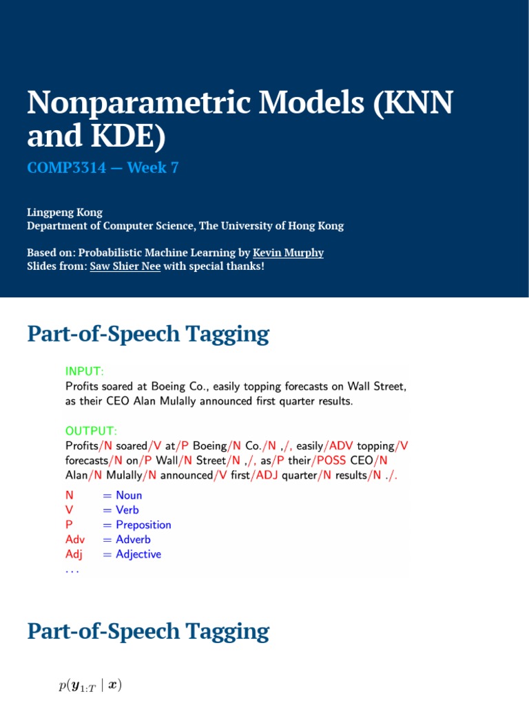 Nonparametric Models (KNN and KDE) : COMP3314 - Week 7 | PDF