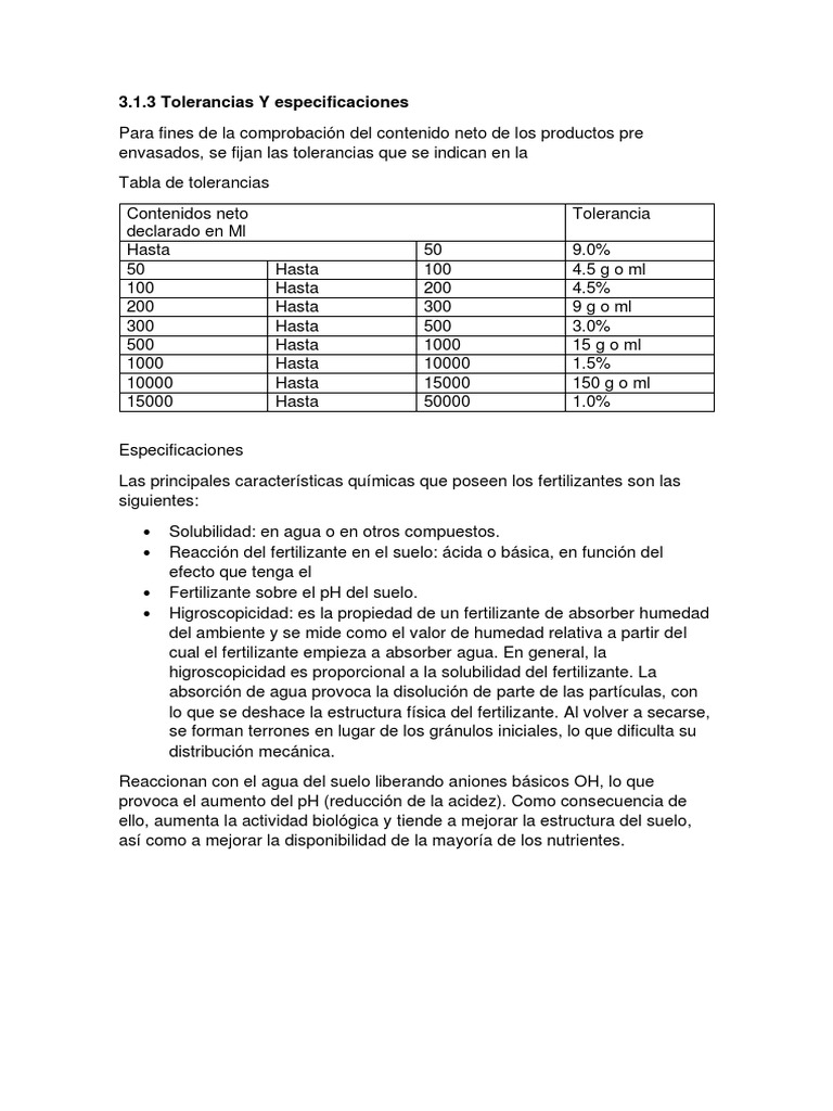 3.1.3 Tolerancia y Especificaciones | PDF