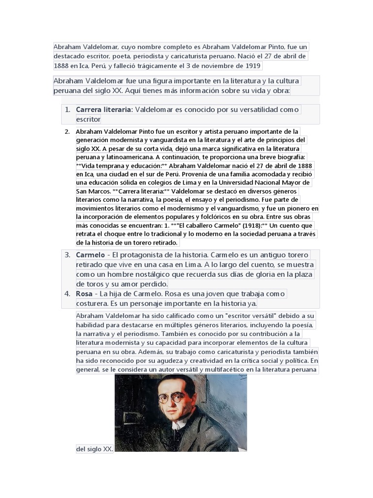 Abraham Valdelomar | PDF | Escritores | Perú