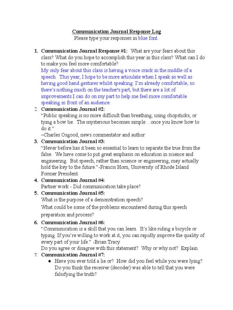 Communication Journal | PDF | Communication | Nonverbal Communication