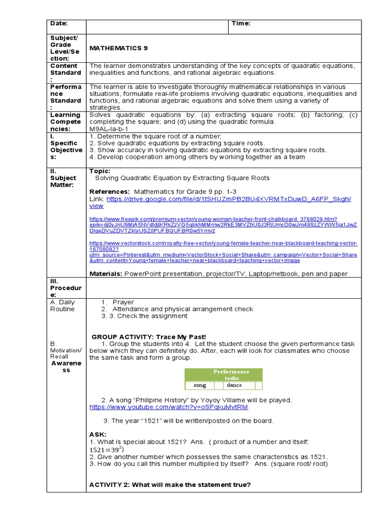 Solving Quadratic Equations Extraction Methods Pdf
