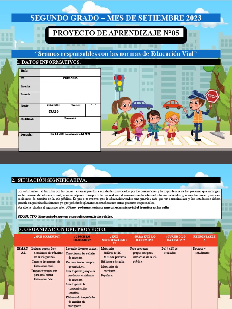 2° Proyecto de Aprendizaje - Mes de Setiembre - Segundo Grado | PDF