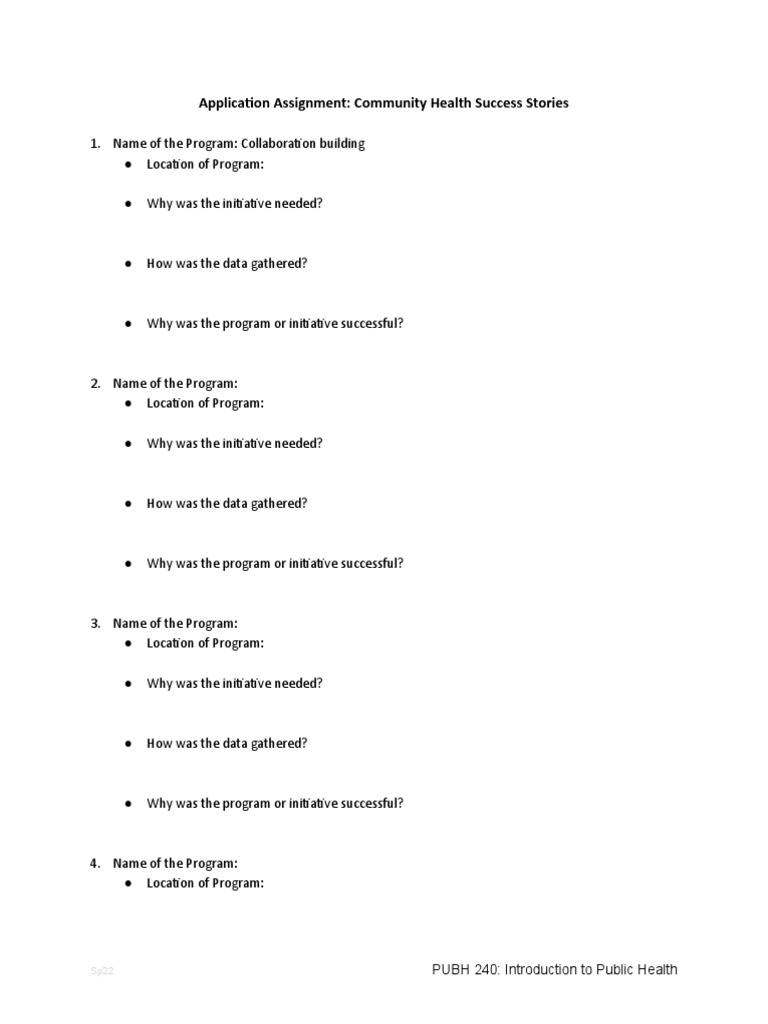 Pubh240 Document 10 Application Assignment Template | PDF