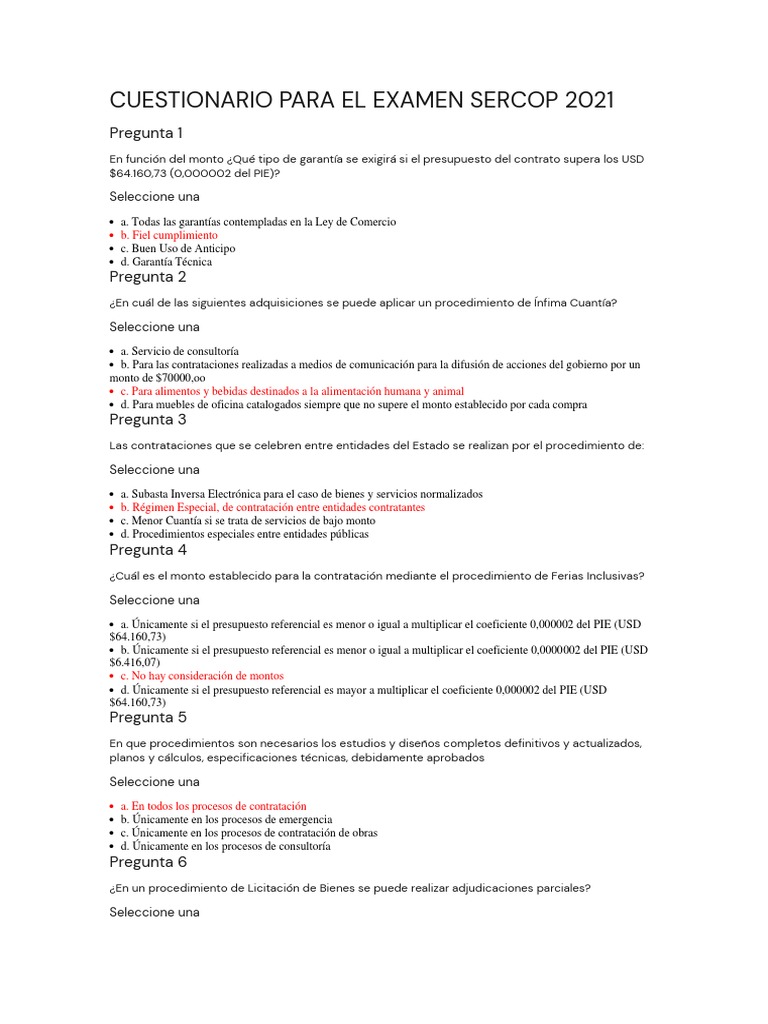 Preguntas Sercop 2023 2 | PDF