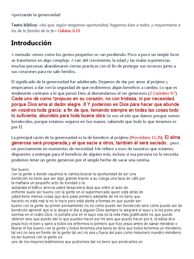 La Generosidad como Bendición | PDF | Felicidad | Bendición