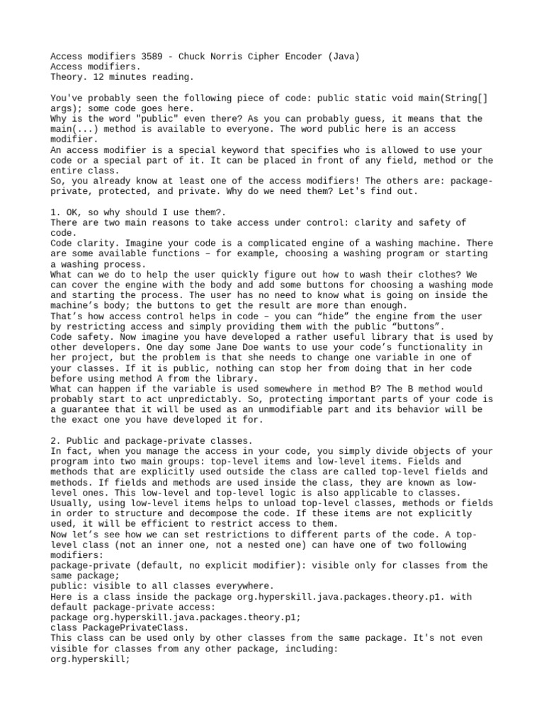 Access Modifiers 3589 Chuck Norris Cipher Encoder Java Pdf Inheritance Object Oriented