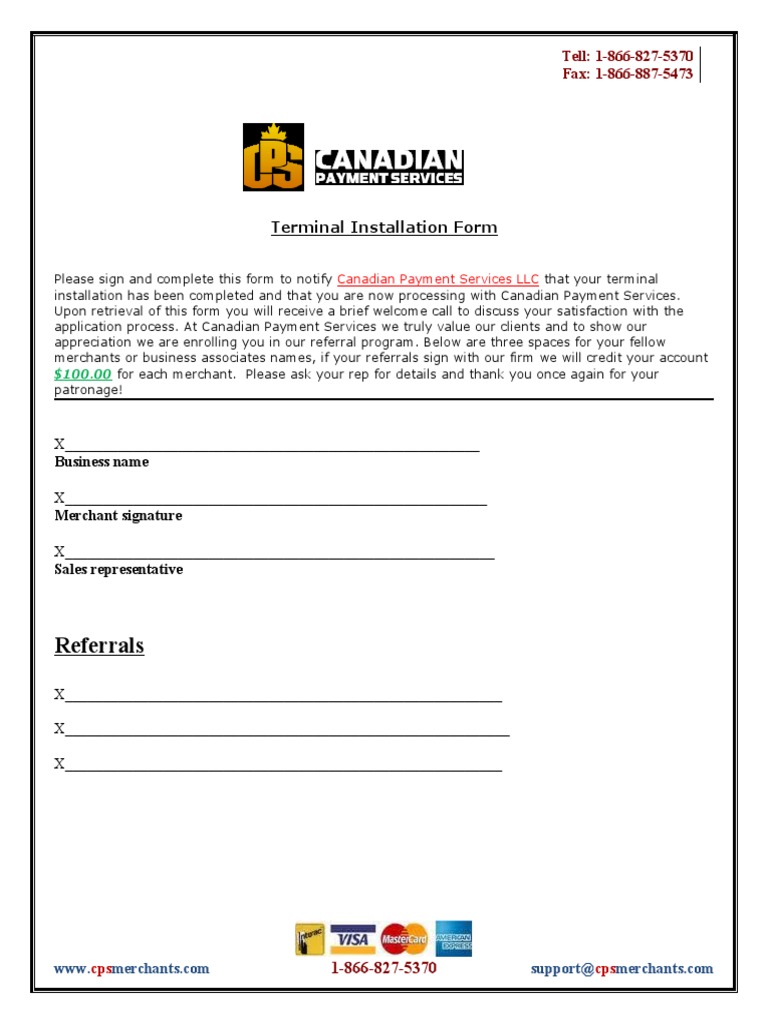 Terminal Installation Form | PDF