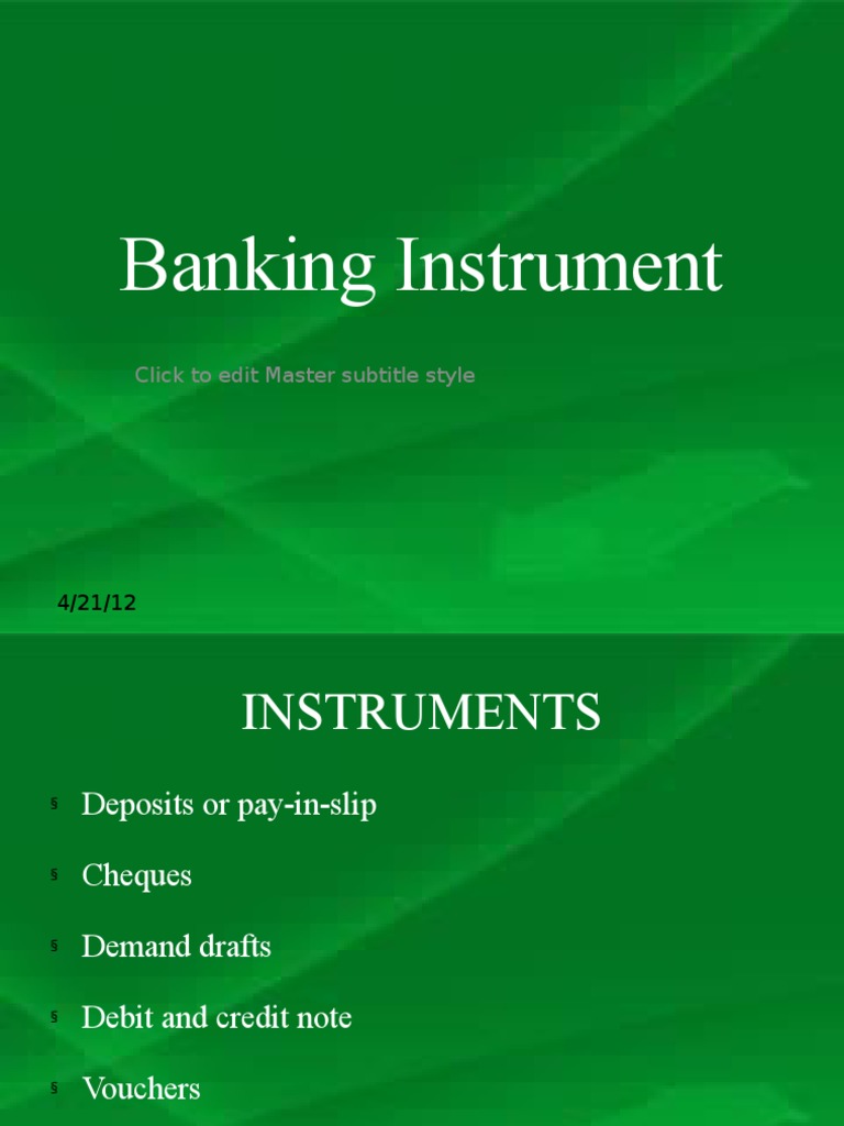An Overview of Common Banking Instruments and Transactions | PDF