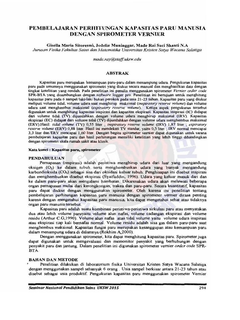 Perhitungan TV, IRV, ERV | PDF