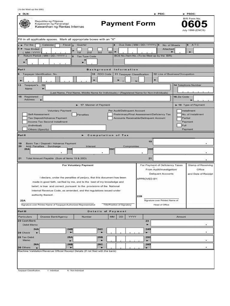 Bir Form 0605 | PDF