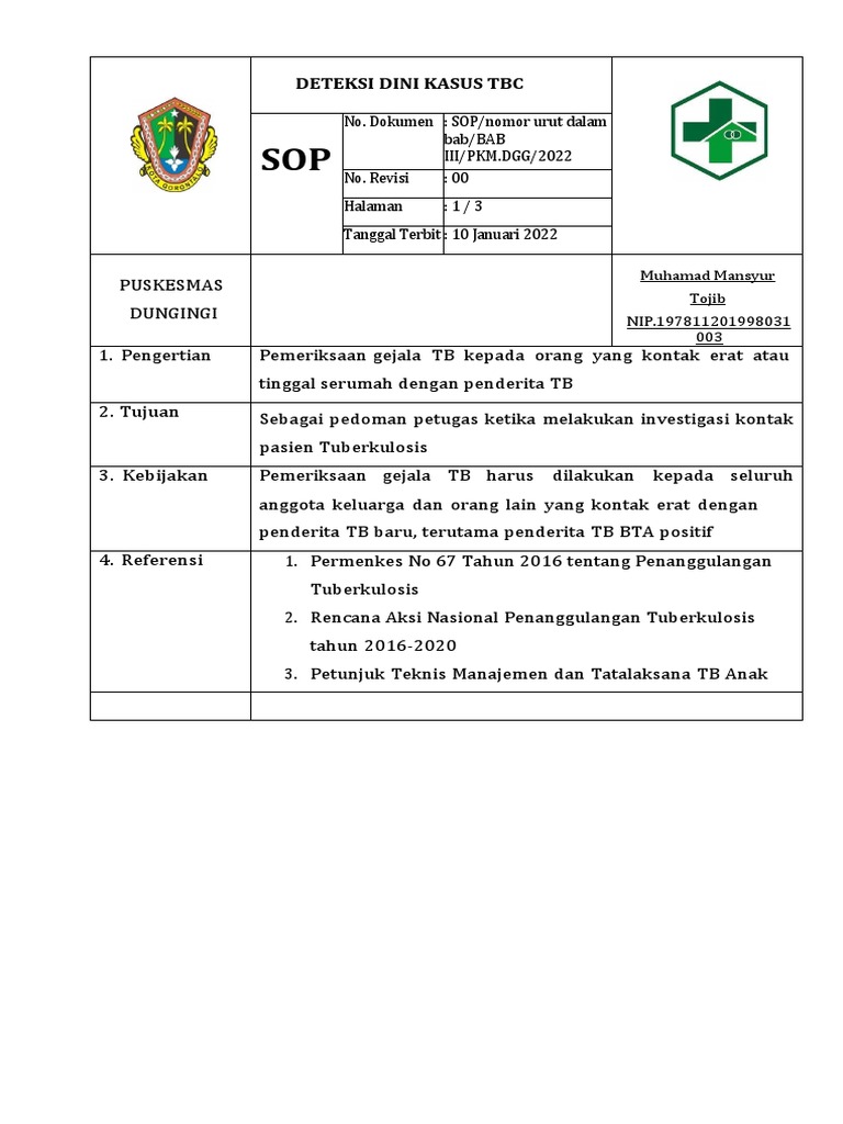 Sop Investigasi Kontak | PDF