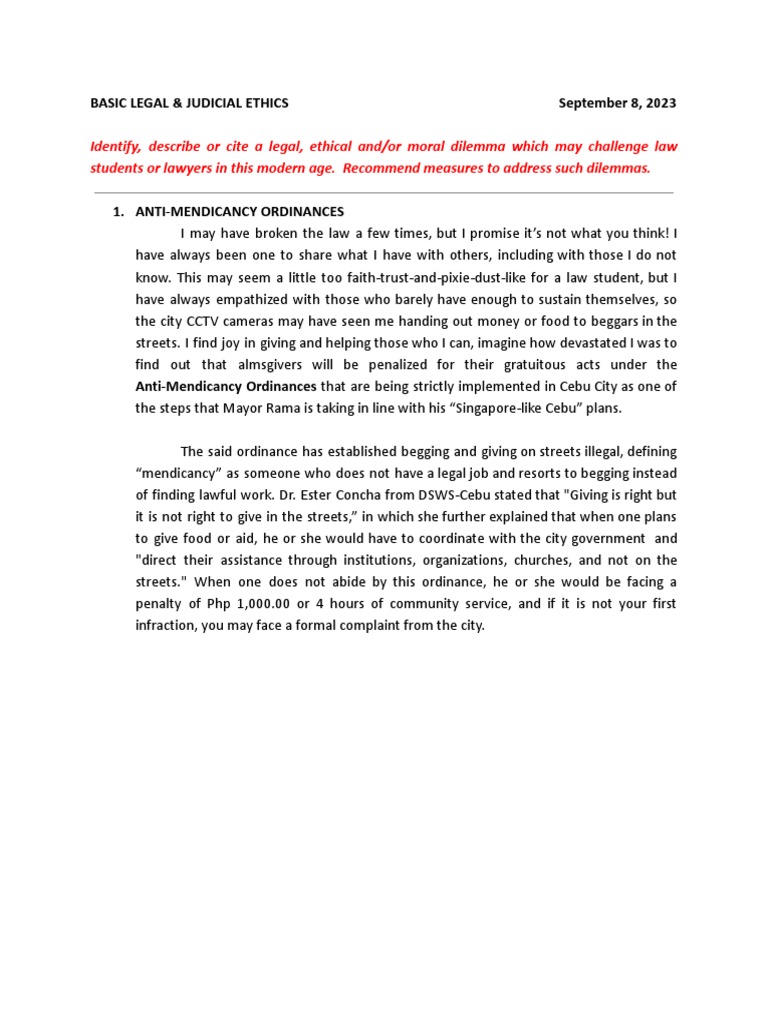 Ethical Dilemmas of Anti-Mendicancy Laws | PDF | Justice | Crime & Violence