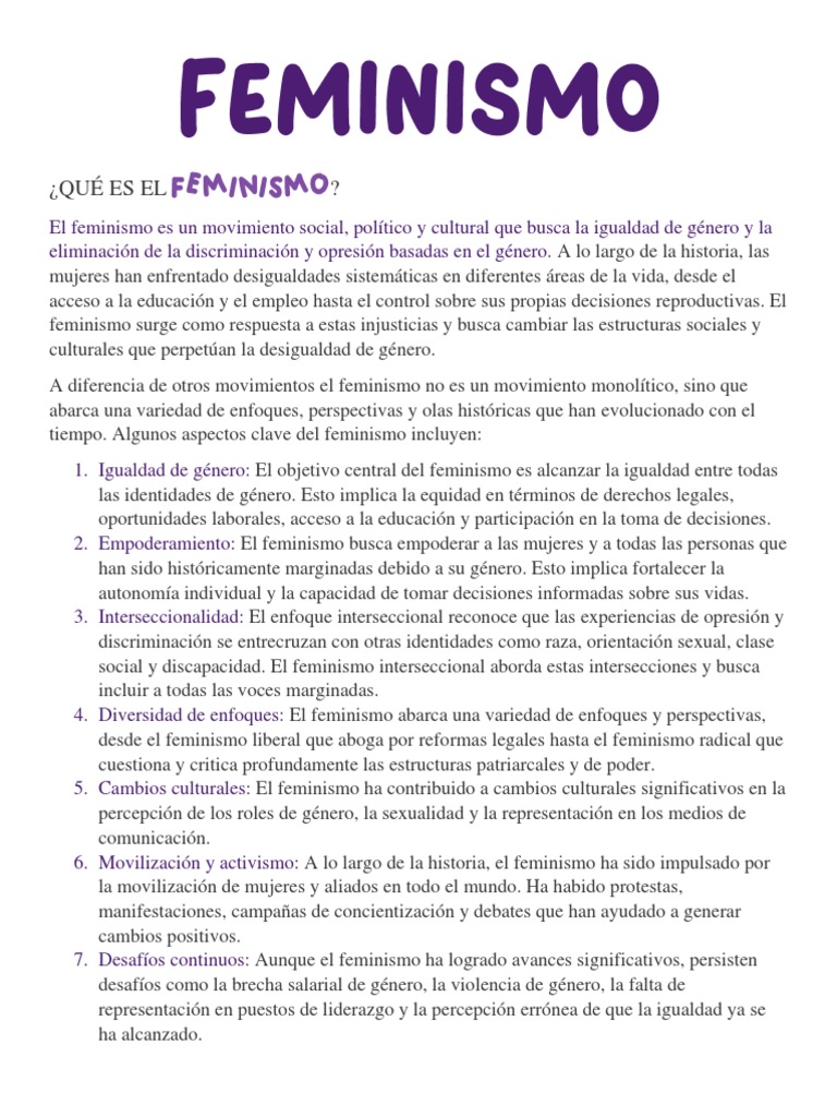 Feminismo Información Completa | PDF | Estudios de género | Feminismo