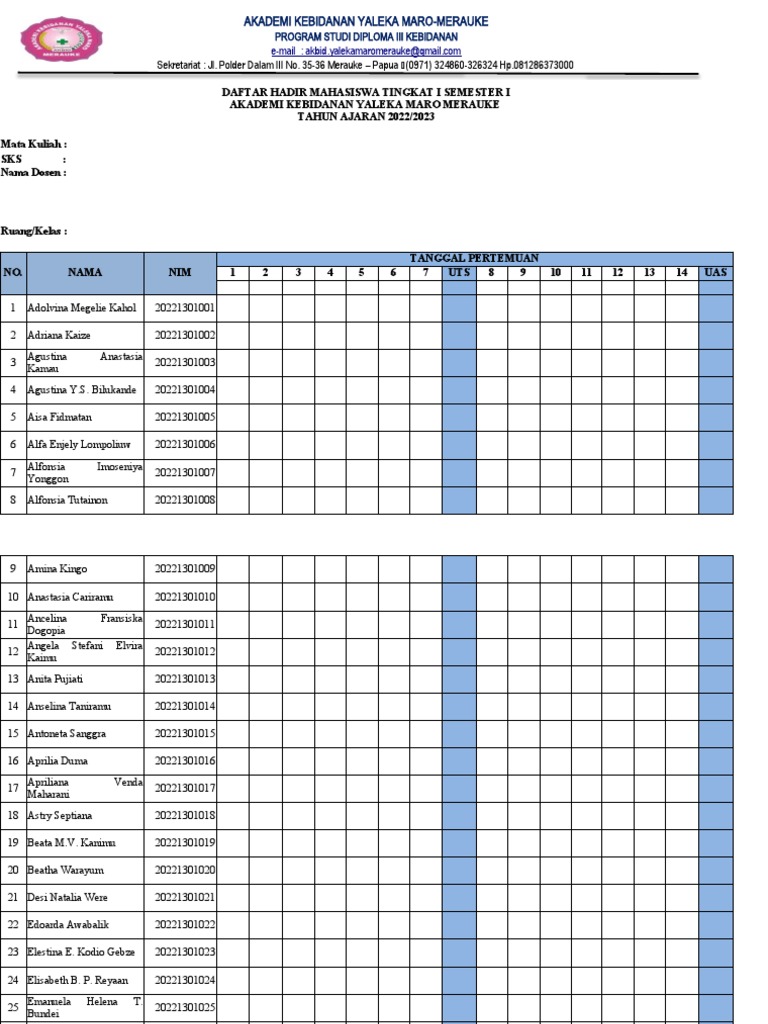 Absensi Mahasiswa 1 | PDF
