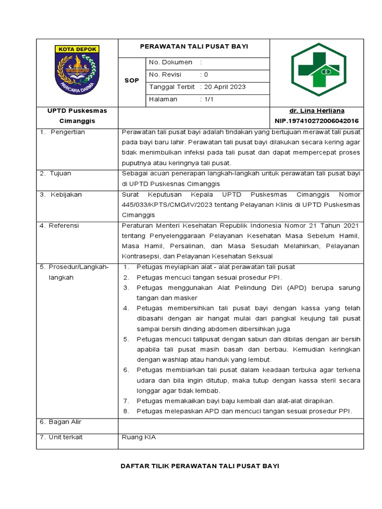 Sop 42 Perawatan Tali Pusat Bayi | PDF