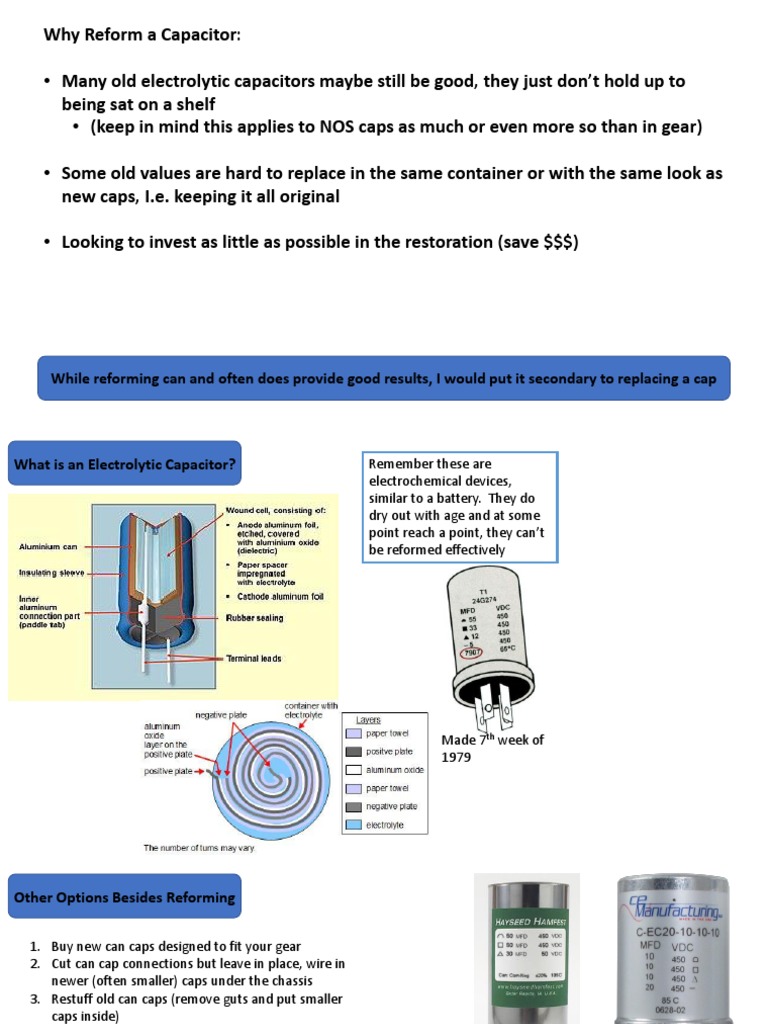 Why and How To Reform Electrolytic Capacitors | PDF | Capacitor | Vacuum Tube