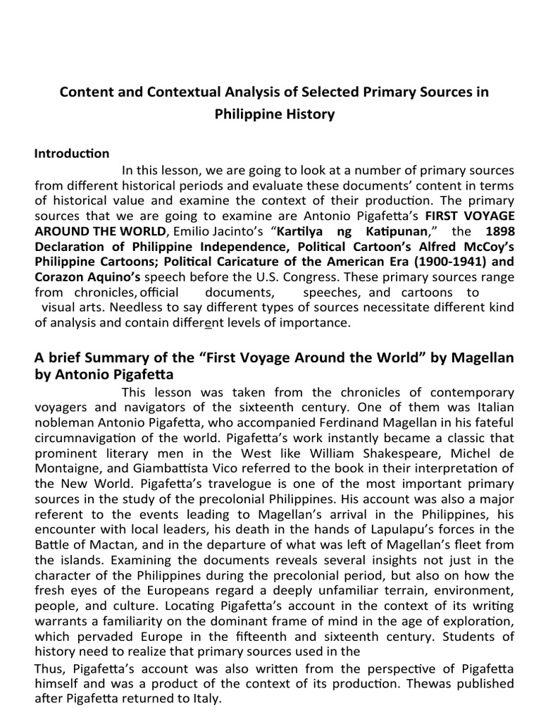 Philippine History Primary Sources Analysis | PDF | Mariana Islands ...