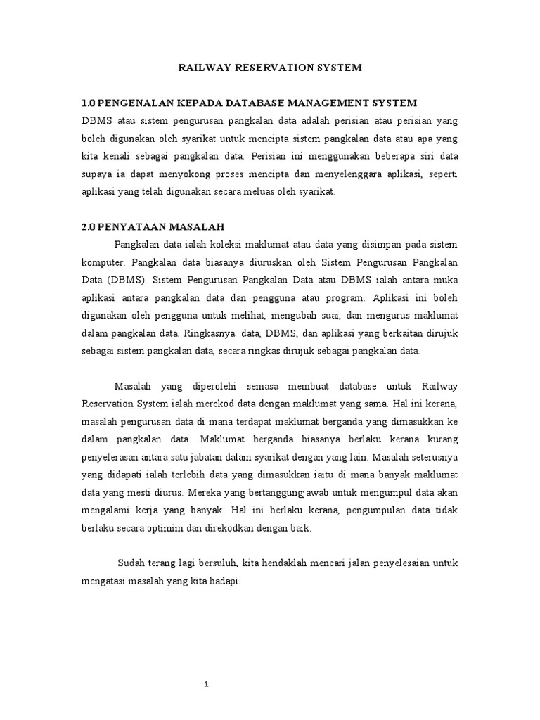 Railway Reservation System Projek Database Pdf